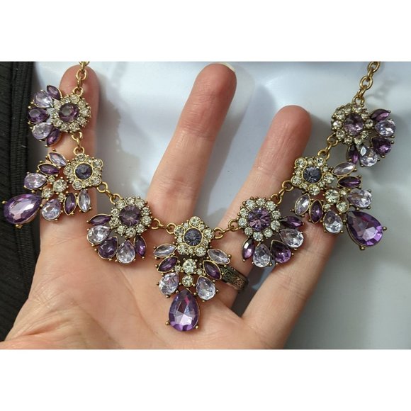 Jewelry | Vintage Purple Floral Rhinestone Necklace | Poshmark
